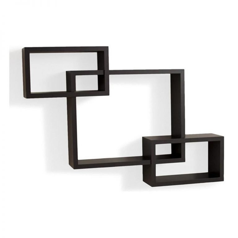 Set of 3 Rectangular Intersecting Shelf for Storage - Black