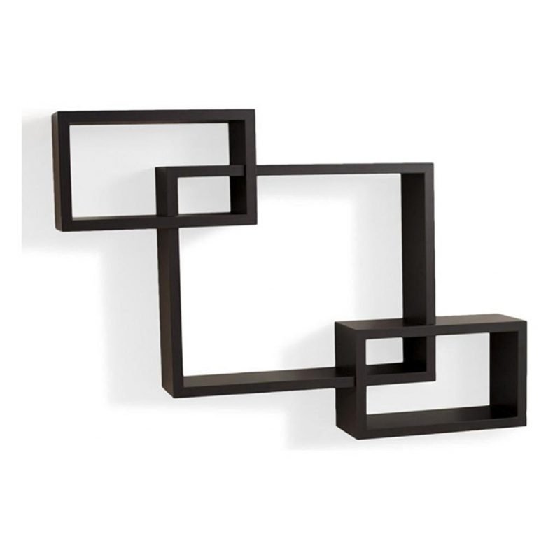 Set of 3 Rectangular Intersecting Shelf for Storage - Black