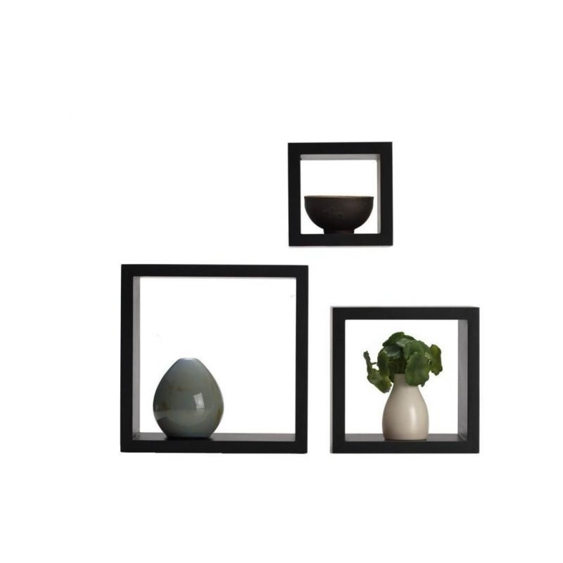 Floating Nesting Square Shelves by DecorNation - Black