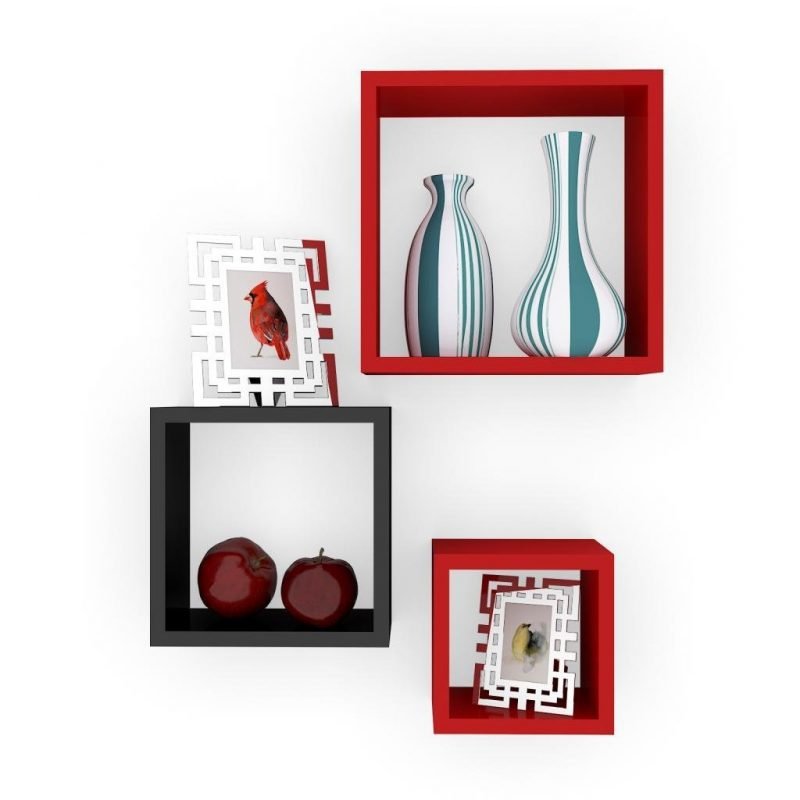 Nesting Square Shelves by DecorNation - Red & Black