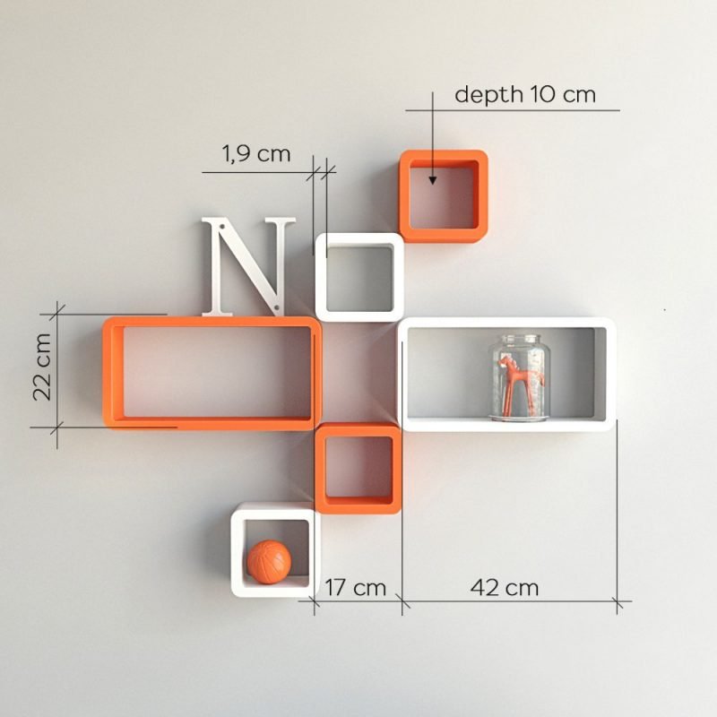 Cube Rectangle Shelves Decorative Shelves Orange and White