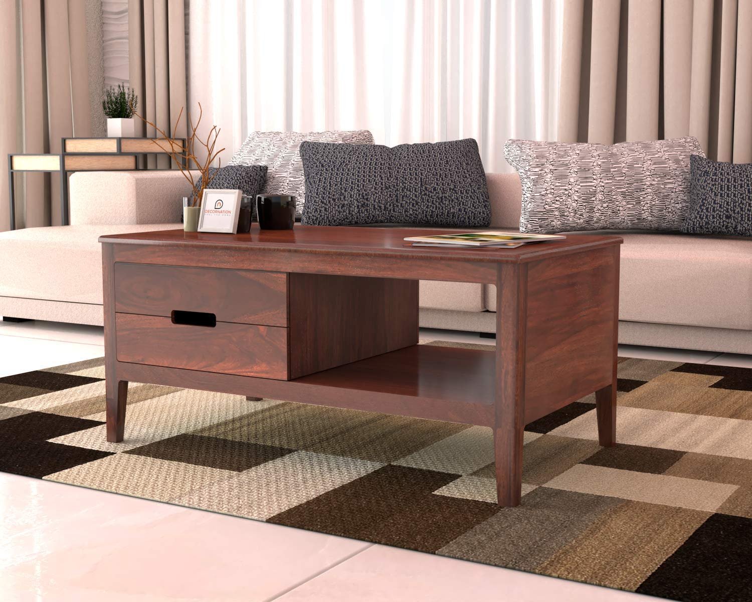 Coventry Square Wooden Coffee Table - Brown - Decornation