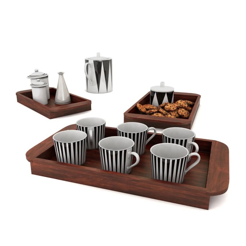 Solid Wood Serving Tray Set of 3 U Shape Trays With Handles - Mahogany ...