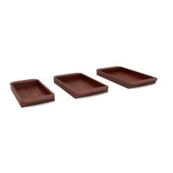 Solid Wood Serving Tray Set of 3 U Shape Trays With Handles - Mahogany ...