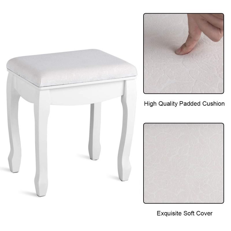 Ithaca Circular Mirror Wooden Dressing Table with Drawer Storage ...