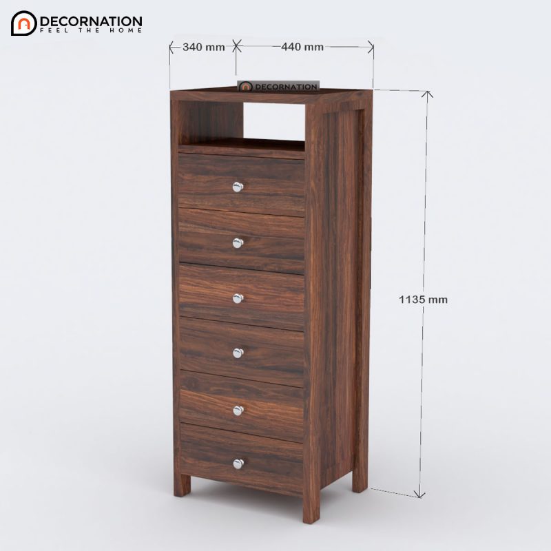 Adrian Wooden 6 Drawer Storage Cabinet - Brown - Decornation