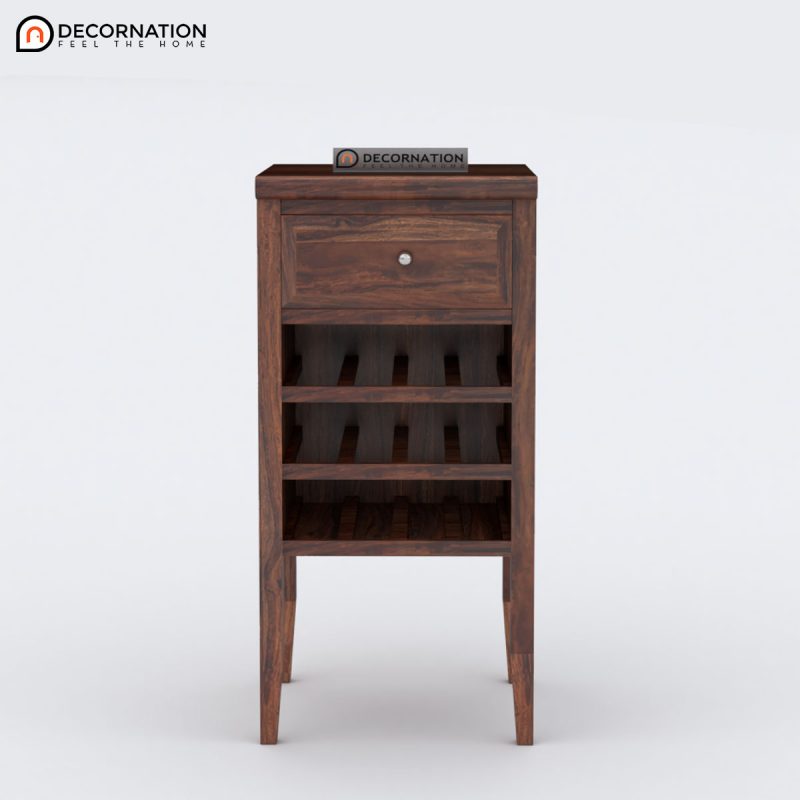 Clio Wooden Storage Bar Cabinet with 1 Drawer and 3 Shelfs - Brown ...