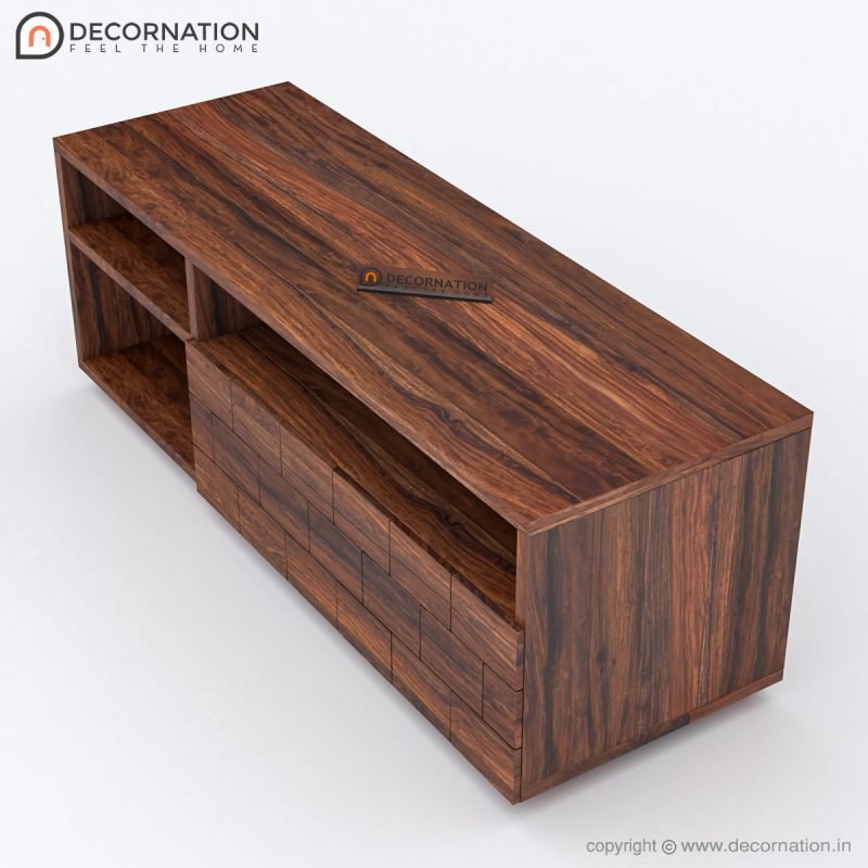 Solid Sheesham TV Unit with Shelves | DecorNation