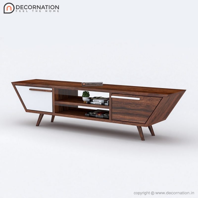 Philo Wood Storage TV Table with 2 Drawers and Shelf - Natural Finish ...