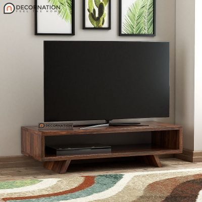 Dorian Solid Wood TV Table With Storage- Brown - Decornation