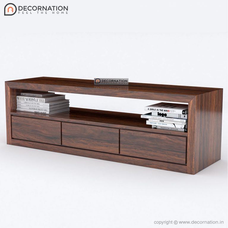Vitas TV Table With Storage - Natural Finish - Decornation