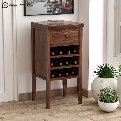 Clio Wooden Storage Bar Cabinet with 1 Drawer and 3 Shelfs - Brown ...