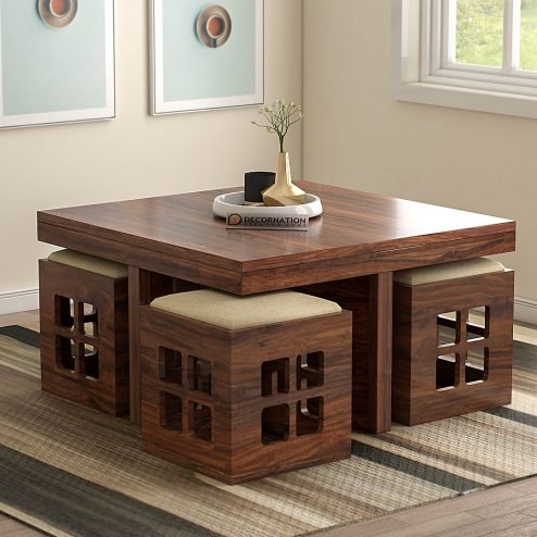 Edinburgh Coffee Table with 4 Cubical Stools - Decornation