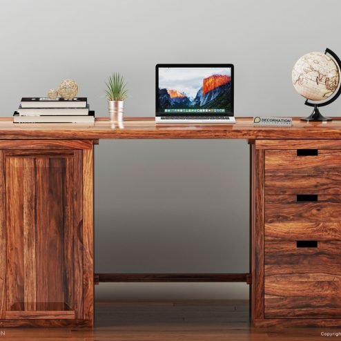 Flavia Sheesham Wood Computer Table with Storage - Decornation