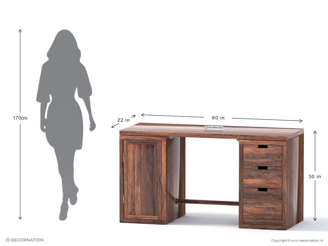 Freda Solid Wood Storage Computer Table - Decornation