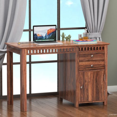 Floris Wooden Storage Office Computer Table With 2 Drawers - Decornation