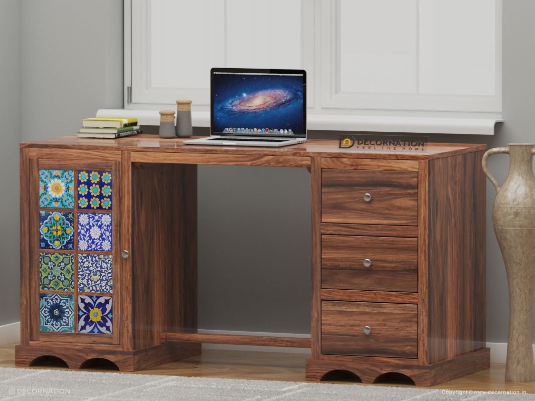 Evelyn Solid Wood 3 Drawer Study/Computer Table - Decornation