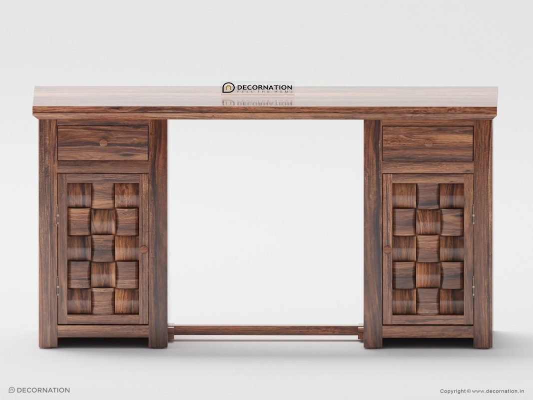 Cassie Solid Wood Storage Home Office Table With Drawers - Decornation