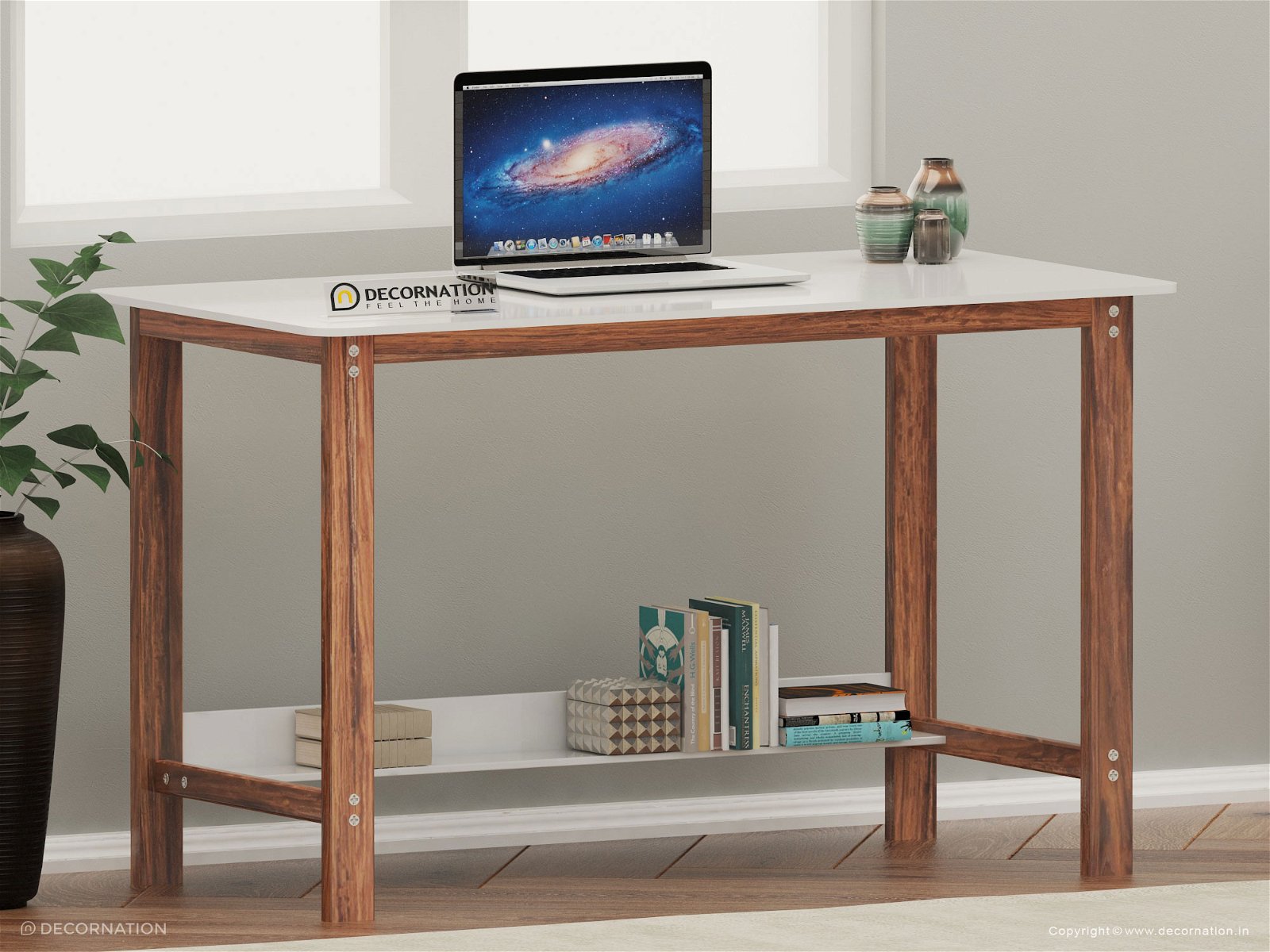 Buy Online Enya White Wooden Study Table in White - Decornation