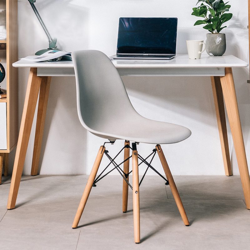 Aubrey Plastic Wooden Computer Chair - Decornation