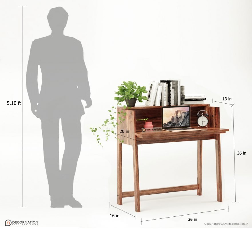 Stella Solid Wooden Storage Computer Table - Decornation