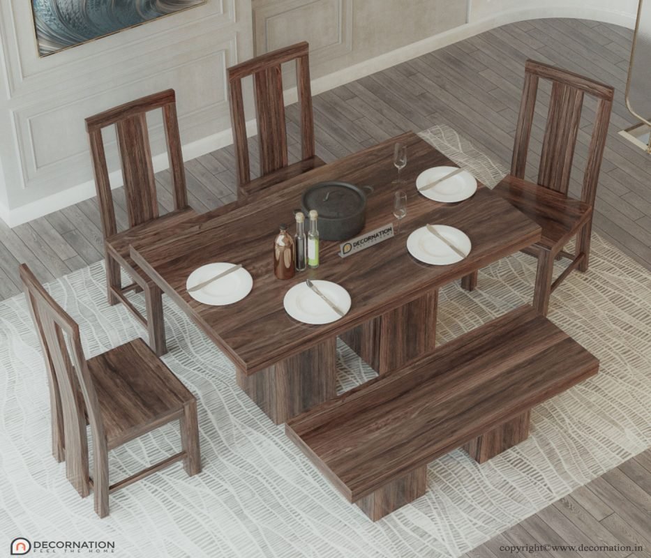 nyla-solid-wood-6-seater-dining-table-set - Decornation